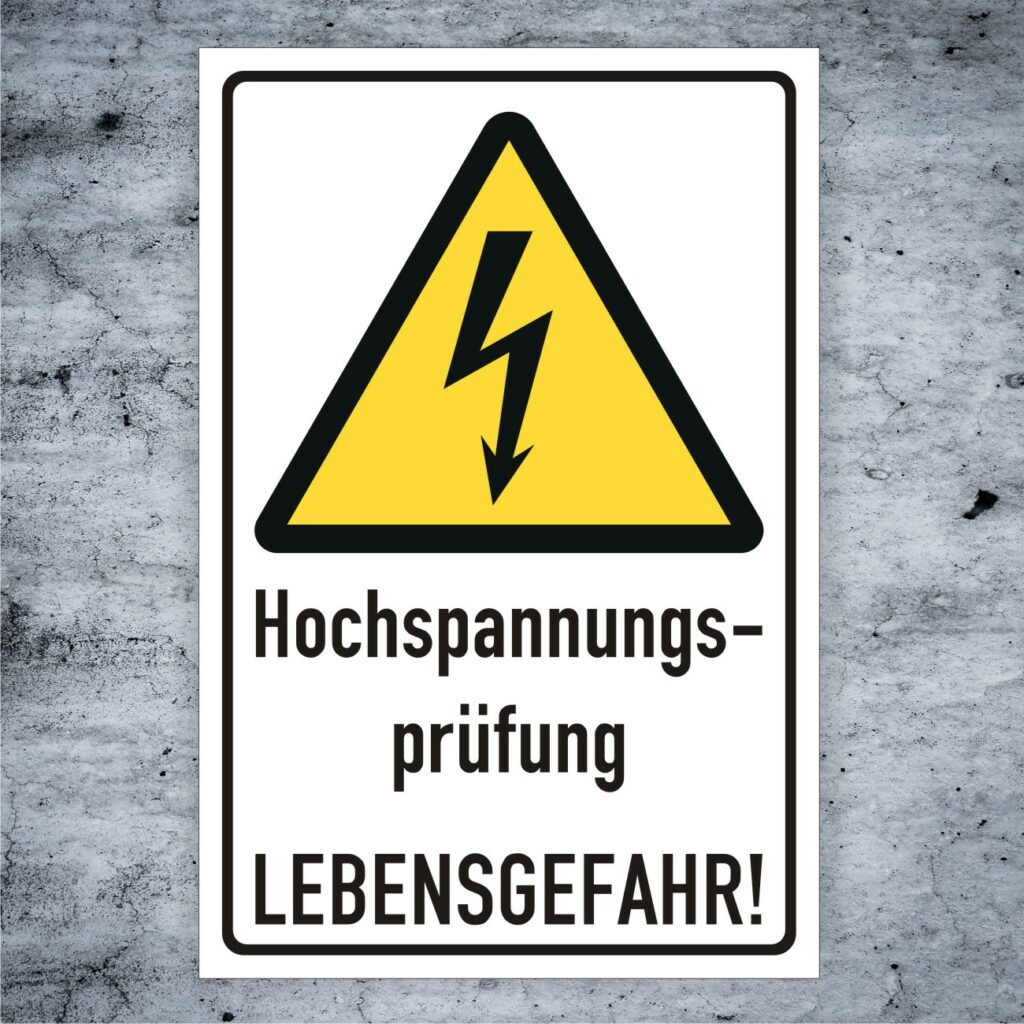 Warnschild Elektro Hochspannungsprüfung Lebensgefahr - PrintEngel