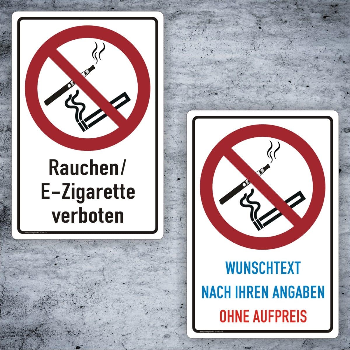 Rauchen E-Zigaretten Verboten Schild auch als Wunschtext - PrintEngel