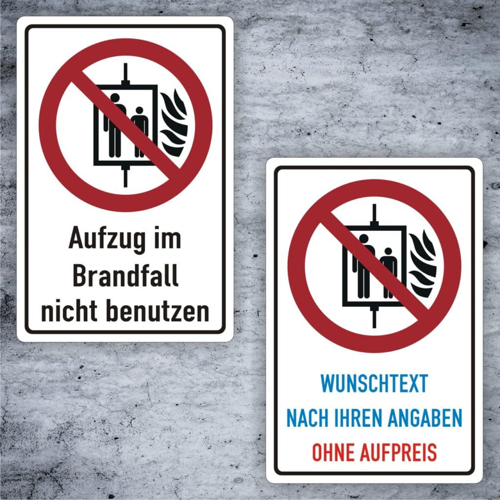 Aufzug im Brandfall nicht benutzen Kombischild ISO 7010 P020 - PrintEngel