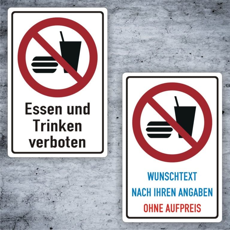 Essen und Trinken verboten Kombischild ISO 7010 P022 - PrintEngel