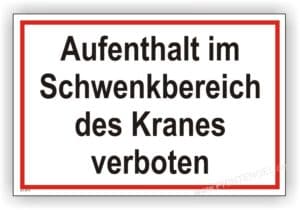 Baustellen- Kennzeichnung Hinweisschild Aufenthalt im Schwenkbereich ...