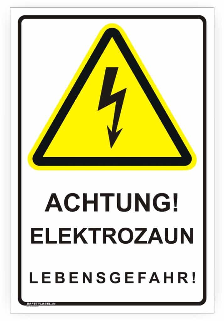 Warnschild Elektro Achtung Elektrozaun Lebensgefahr Sicherheits ...