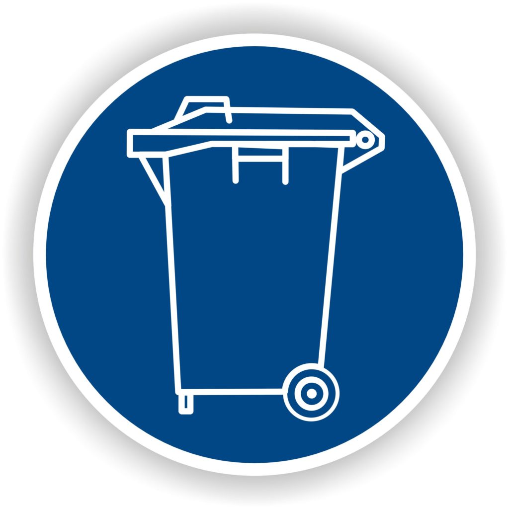 Gebotszeichen-Praxisbewehrt Mülltonne benutzen - PrintEngel