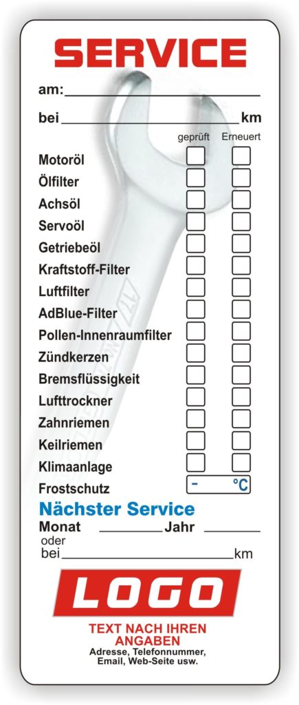 Serviceaufkleber Inspektionsaufkleber Aufkleber KFZ - PrintEngel