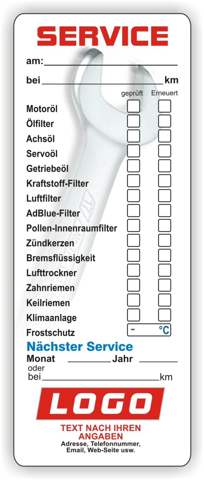 Serviceaufkleber Inspektionsaufkleber Aufkleber KFZ - PrintEngel