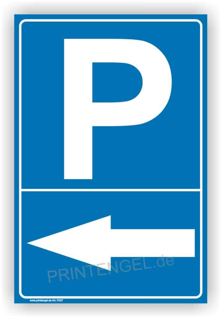 Parksymbol mit Pfeil links - PrintEngel