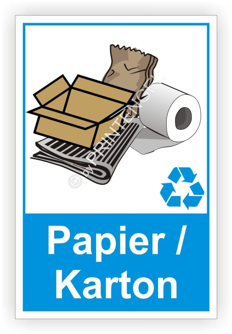 Recycling Hinweis Papier / Karton als Aufkleber oder Schild für ...
