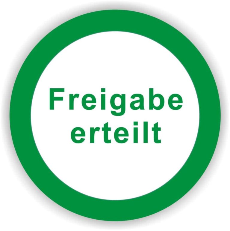 Kontroll Prüfplakette -Freigabe erteilt- Durchmesser 30-40mm Farbe grün ...