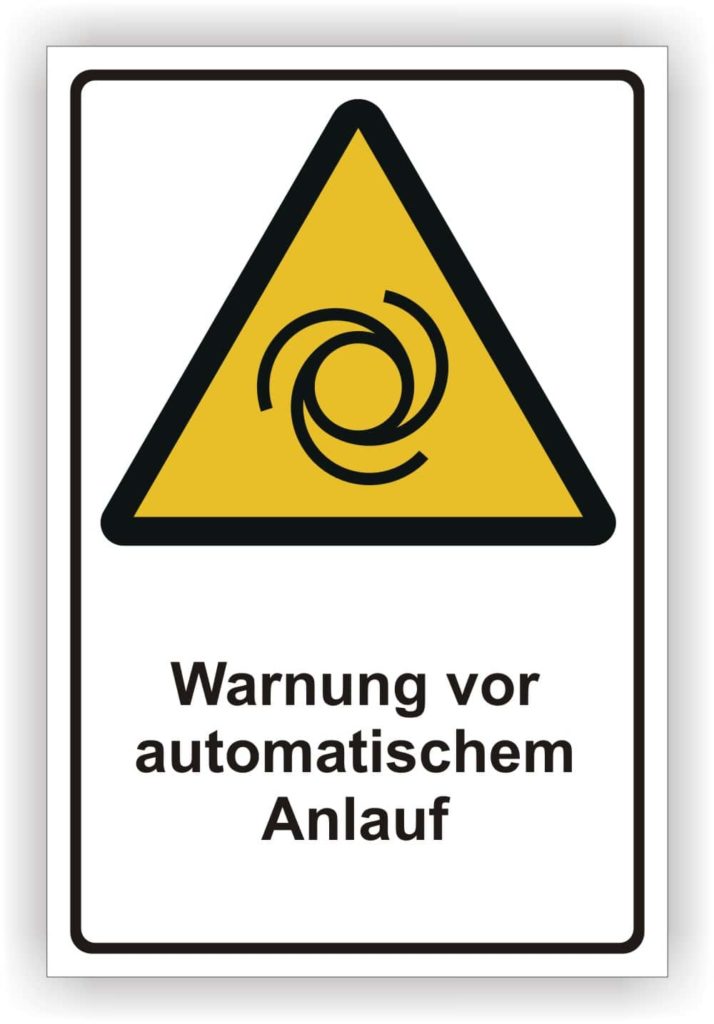 Warnschild Warnung vor automatischem Anlauf DIN EN ISO 7010 W018 ASR A1 ...