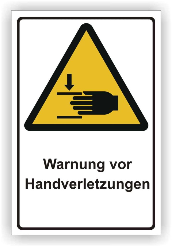 Warnschild Warnung vor Handverletzungen DIN EN ISO 7010 W024 ASR A1.3 ...