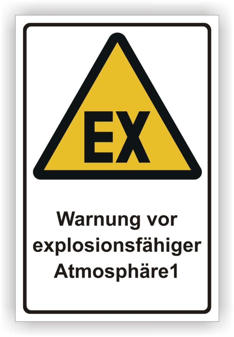 Warnschild Warnung vor explosionsfähiger Atmo- sphäre DIN 4844-2 D-W021 ...