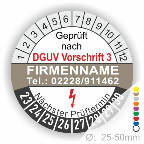 Individuelle Prüfplakettten DGUV Vorschrift 3 - PrintEngel