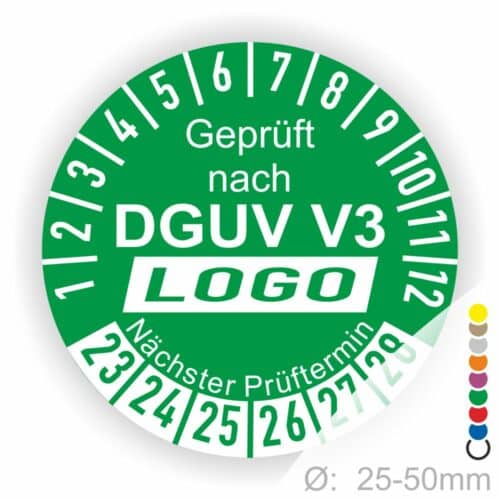Dguv Prüfplaketten Farbe, Logo, Wunschtext, wählbar - PrintEngel