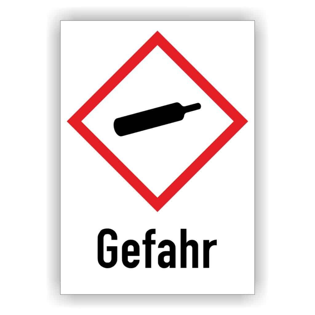 Gefahrstoff Etiketten nach GHS04 - Gasflasche - Gefahr- PrintEngel