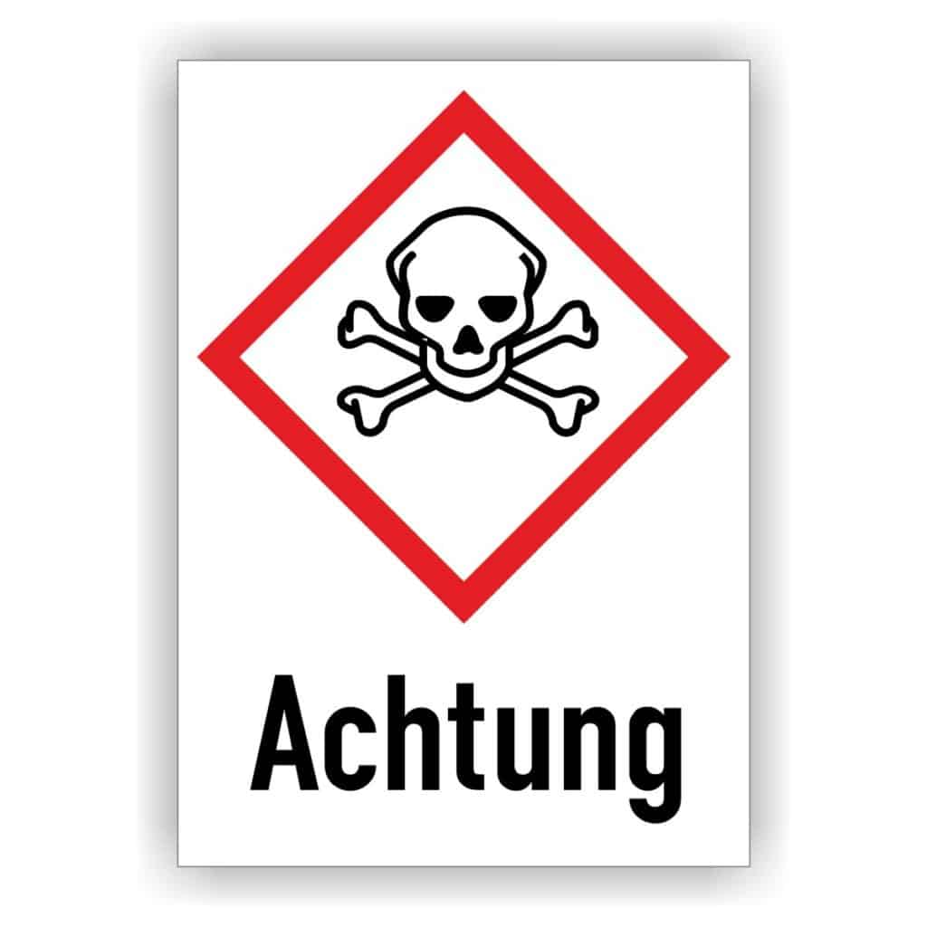 Kennzeichnung von Gefahrstoffen Toxizität Achtung - PrintEngel