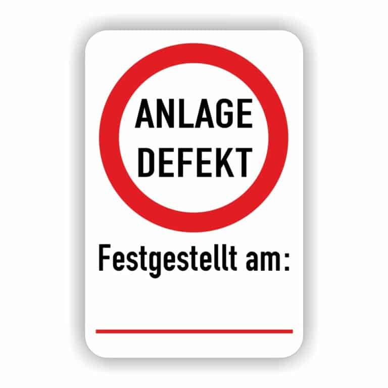 Aufkleber Anlage defekt mit Beschriftungsfeld - PrintEngel