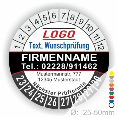 Prüfplaketten mit Logo, Wunschtext - PrintEngel